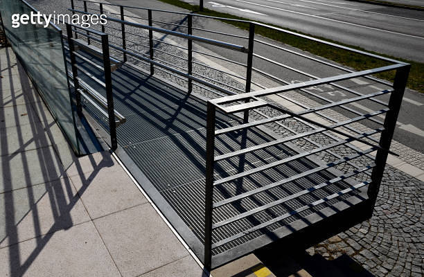 wire mesh metal ramp for wheelchairs, cyclists and mothers with prams ...