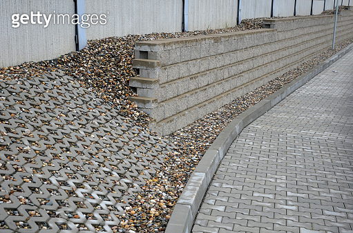 newly established street in the city, the longitudinal car park is made ...
