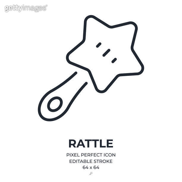 Rattle icon editable stroke outline icon isolated on white background ...