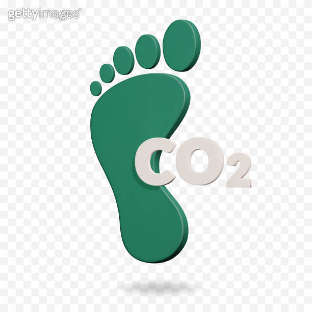 CO2 carbon footprint 3d render icon. Related to sustainability, carbon ...