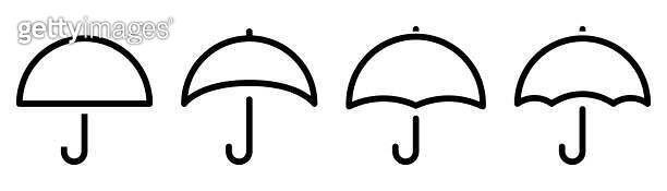 Umbrella icon set. Umbrella icon in outline. Parasol symbol in black ...