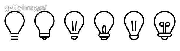 Lightbulb icon set. Outline lamp icon. Idea symbol. Light bulb sign in line. Lamp vector ...