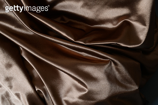 Silk cloth brown or chocolate color, Luxury brown color creased smooth ...