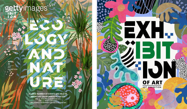 Posters for exhibitions of art, sculpture, nature and ecology. Vector ...