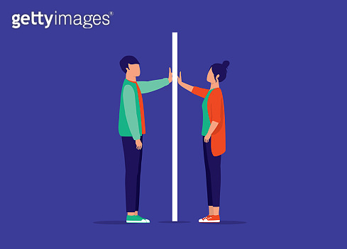 Concept Of Man And Woman Boundary. Man And Woman Separated by Wall. 이미지 ...