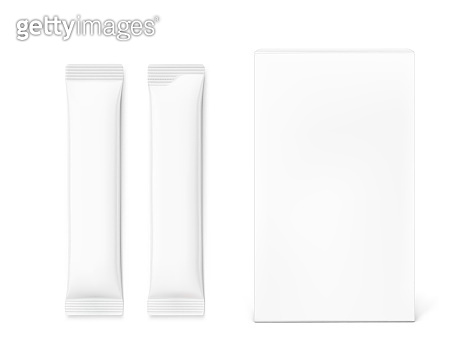 Universal blank cardboard box with wide stick bag mockup. 이미지 ...