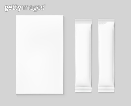 Universal blank cardboard box with wide stick bag mockup. 이미지 ...