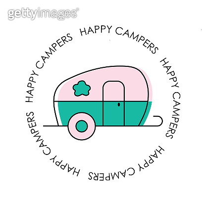 Happy Campers Logo, badge, emblem designs. Flat Vector illustration ...