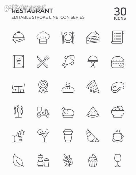 Restaurant Editable Stroke Line Icons 이미지 (1398947426) - 게티이미지뱅크