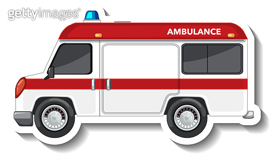 Sticker design with side view of ambulance car isolated (1400012175 ...