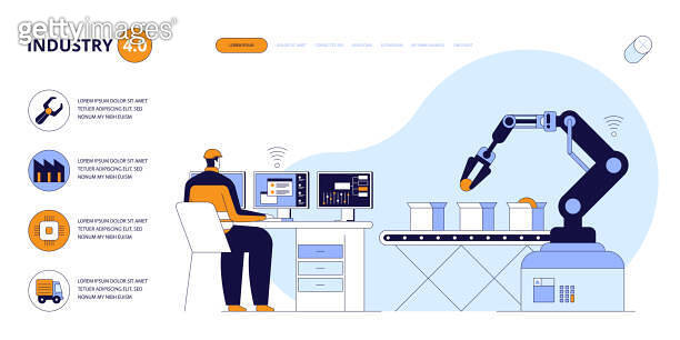 Design of factory production robot industry 4.0 이미지 (1400087435) - 게티이미지뱅크