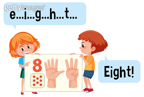 Cartoon character of two kids spelling the number eight (1399692842 ...
