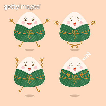 cute and kawaii chinese sticky rice dumplings zongzi cartoon characters ...