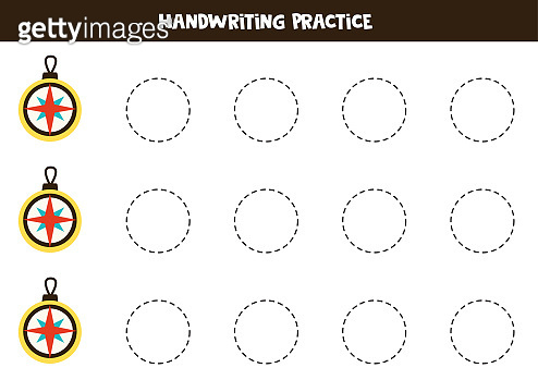 Tracing lines with navigational compass. Writing practice. (1405600710 ...