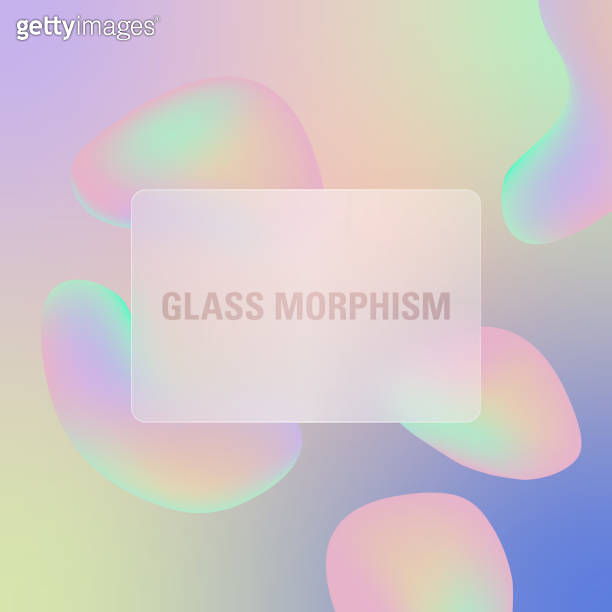 Transparent frame in glass morphism or glass. Liquid gradient shapes ...