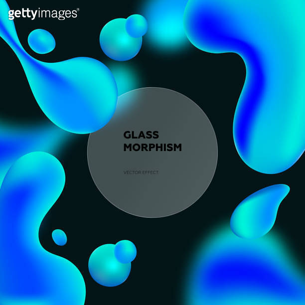 Glass morphism round card template. Liquid gradient shapes, abstract ...