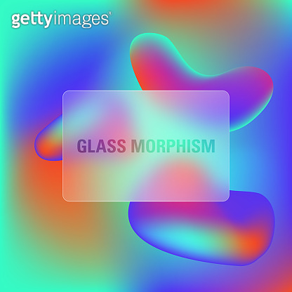 Transparent frame in glass morphism or glass. Liquid gradient shapes ...