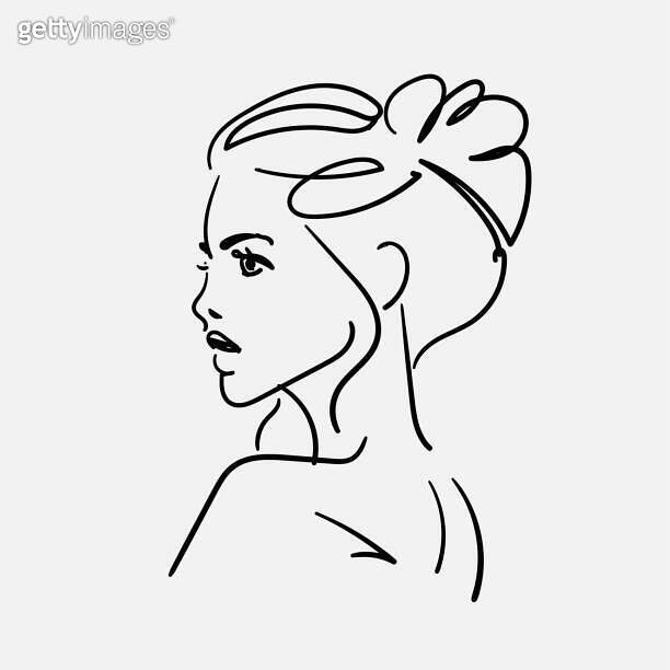 Drawing of abstract girls face minimalism and simplicity vector ...
