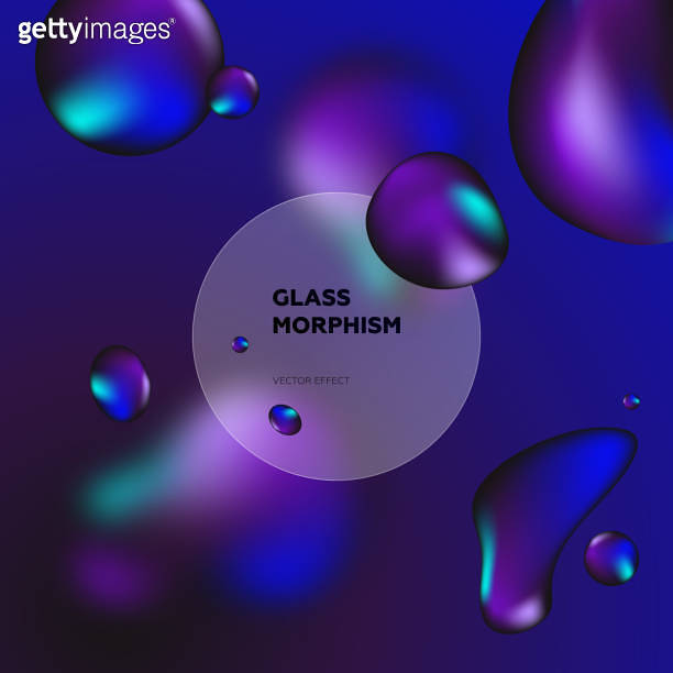 Glass morphism round card template. Liquid gradient shapes, abstract ...