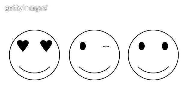 Hand drawn black and white emoticons. Way to express emotions in a chat ...