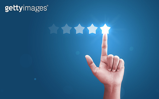 Customer hand review feedback five star rating service or product ...