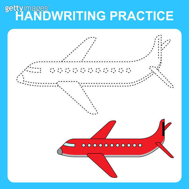 Handwriting practice. Trace the lines and color the plane. Educational ...