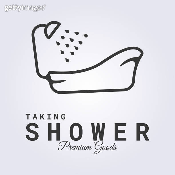 bathroom shower bathtub line logo vector illustration design 이미지 ...