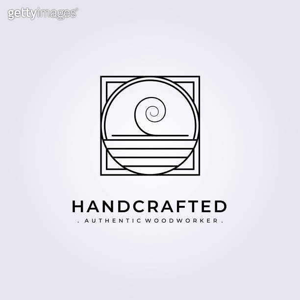 carpenter handcrafted creative woodwork icon badge simple line art ...