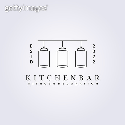 kitchen bar interior design logo, kitchen bar line art logo vector ...