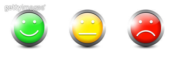 Positive, neutral, and negative buttons. Emoticons icons. Facial ...