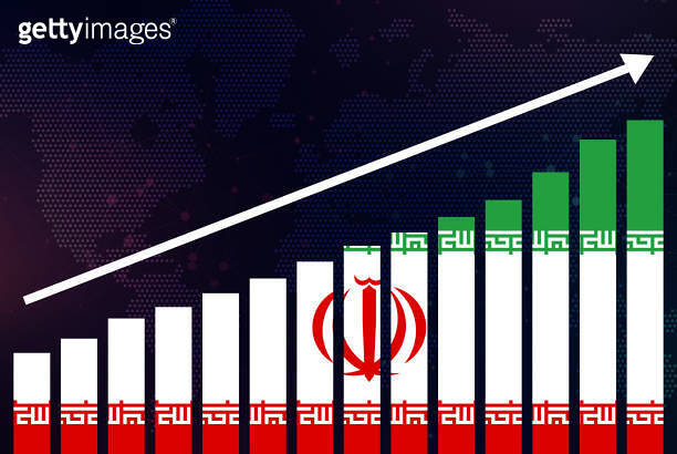 Iran bar chart graph, increasing values, Iran country flag on bar graph ...