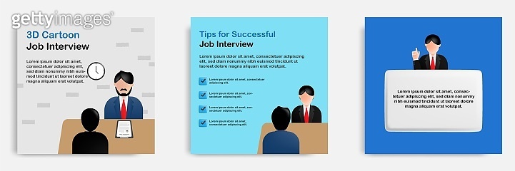 3D cartoon style. Social media informative Recruitment process ...