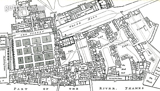 Whitehall Palace Map 17th Century London Henry VIII (1426617150) 일러스트 ...