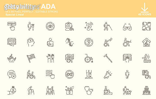 Disability , ADA , Americans with Disabilities Special Lineal Icons ...