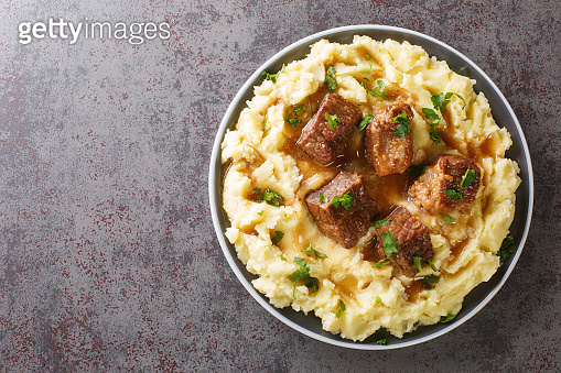 Greek Sofrito Traditional Beef Dish with mashed potatoes from Corfu ...