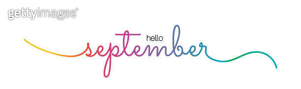 Hello September lettering vector stock illustration. Handwriting month ...