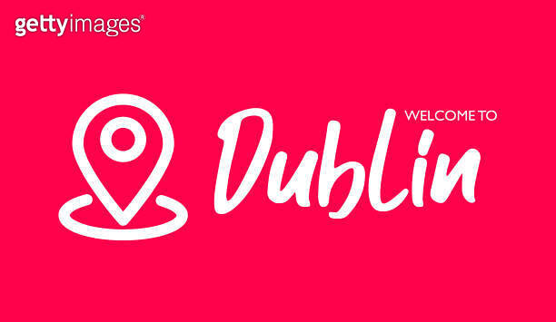 Dublin. City name vector lettering. Map pin icon and city name vector ...