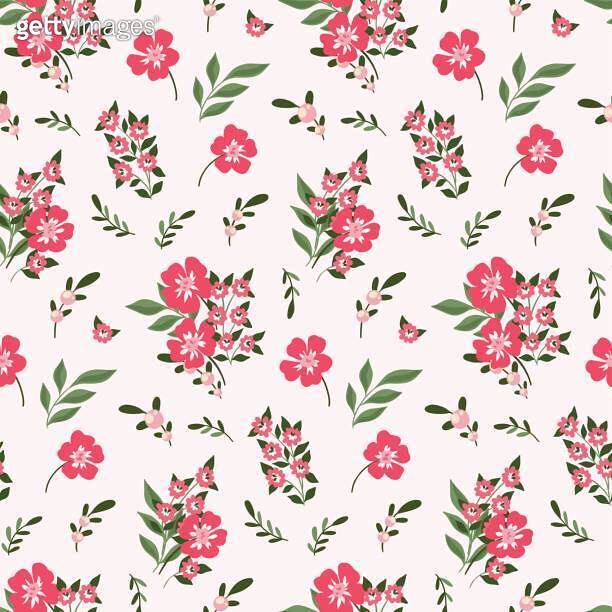 Seamless floral pattern, cute flower print with rustic motif; abstract ...