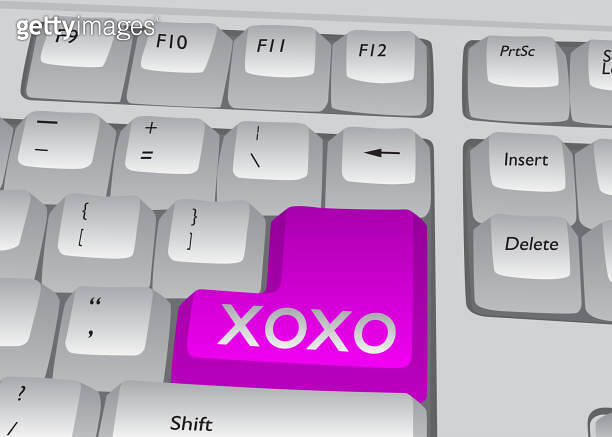 Computer Keyboard with XOXO key, abbreviation, Hugs and kisses ...