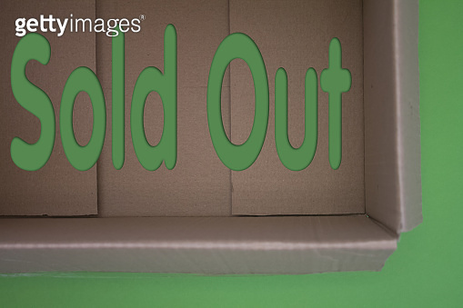 Sold Out word with cardboard box. Brown folded card box. (1430242133 ...