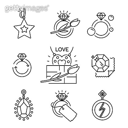 Jewelry icons, jewelry theme, jewelry store, infographics. repair ...