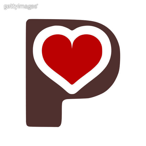 Letter p with heart symbol doodle icon 이미지 (1372284730) - 게티이미지뱅크