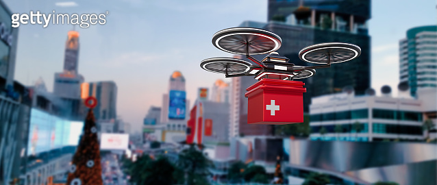 Automation drone robot medical,delivery medicine,first aid box,covid-19 ...