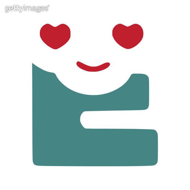 Letter e in love is a cute smiley in doodle style 이미지 (1371458160) - 게티 ...