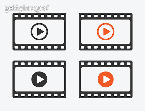 Play movie icon, film icon, play video icon set in black or red color ...