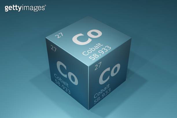 Cobalt, 3D rendering of symbols of the elements of the periodic table ...