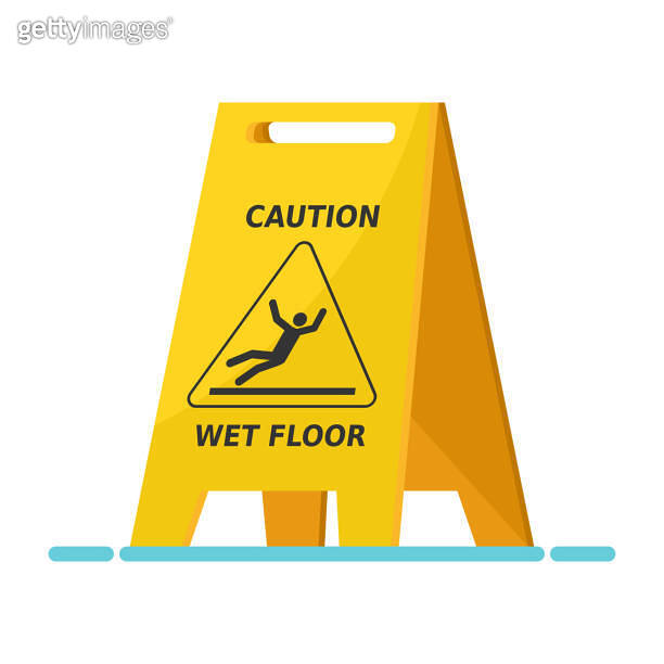 Wet floor warning and caution sign to avoid falls and accidents ...