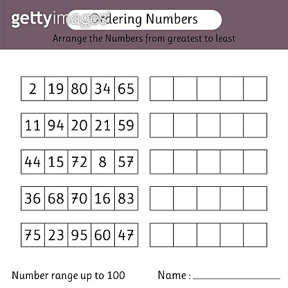 Ordering numbers worksheet. Arrange the numbers from greatest to least ...