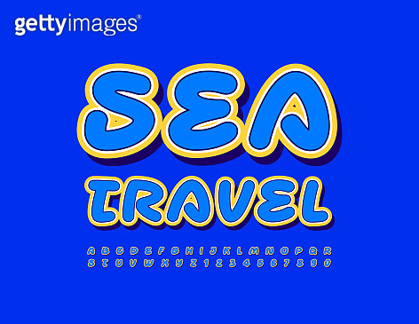 Vector Bright Emblem Sea Travel. Creative Alphabet Letters and Numbers set 이미지 (1364633043) - 게티 ...