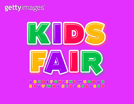 Vector colorful poster Kids Fair with bright Alphabet Letters and ...